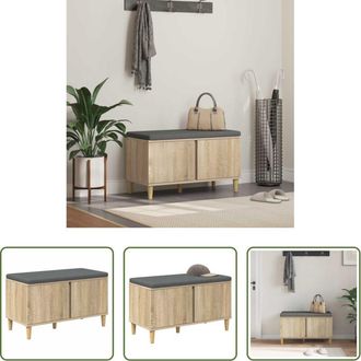 vidaXL Sitzbank - Flurbank mit Kissen mit Speicher Sonoma-Eiche 80 x 38 x 46 cm