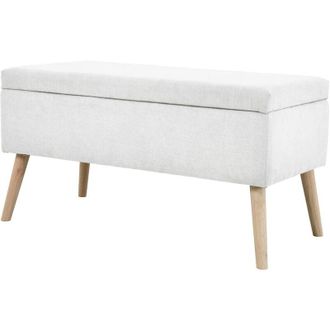 SVITA DAISY XL Tabouret rembourr&eacute; avec espace de rangement Banquette Tabouret de pied Ottomane Tissu Blanc