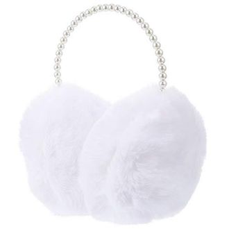 Amosfun Cache-oreilles dhiver pour femme avec perles - Bandeau en synth&eacute;tique - Cache-oreilles - Pour femme et fille - Cadeau dhiver, Blanc