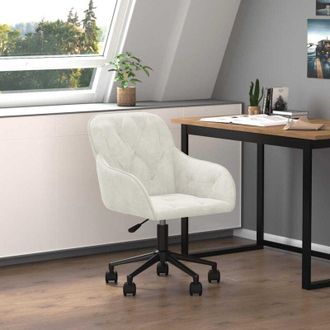 vidaXL Chaise pivotante de bureau Cr&egrave;me Velours - Vidaxl