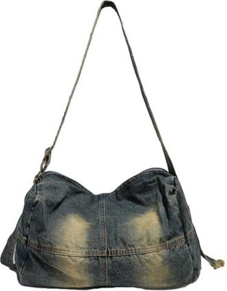 Generic Sac &agrave; main bandouli&egrave;re r&eacute;tro en denim 2025 pour femme, fermeture &eacute;clair, ajustable