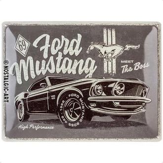 Nostalgic Art Retro Blechschild, 30 x 40 cm, Ford Mustang - The Boss - Geschenk-Idee für Ford-Zubehör Fans, Original Lizenzprodukt (OLP), aus Metall, Vintage Design