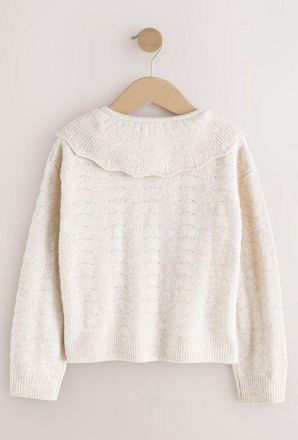 Next Strickpullover Pullover mit Perlen am Kragen (1-tlg)