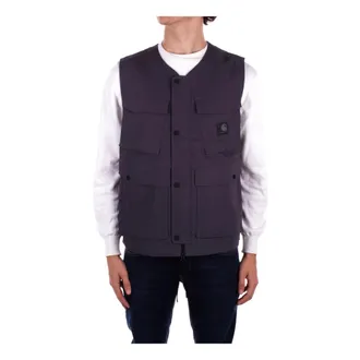 Carhartt Work in Progress Homme, Vestes, Bleu, Taille: M Veste zippée à logo sur le devant avec quatre poches