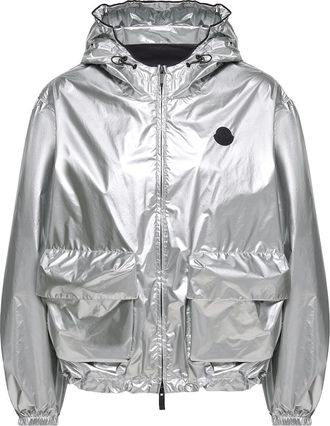 Moncler Moncler Ylang Hooded Metallic Jacket, Women, Gray, Size: 00