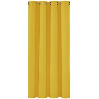 Deconovo Rideaux Occultants Isolant Thermique Anti Froid, 132X138 CM (Largeur X Hauteur), Rideaux pour Salon et Chambre, Design Moderne &agrave; Oeillets, Jaune Mouta