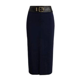 Ralph Lauren Ponte-Bleistiftrock in Midi-L&auml;nge mit Schnallendetail - - Skirts - Damen - Blau - 3XS