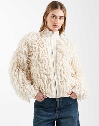 Asos Gilet zippé à col montant - Guimauve-Neutre