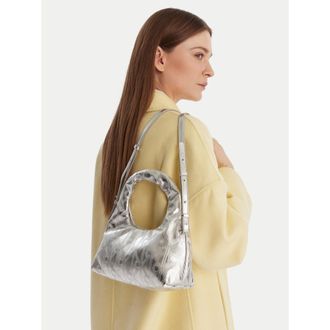 Calvin Klein Handtasche Calvin Klein Puffy Aop Mini Bag With Strap LV04F3444G Silberfarben