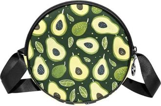 Generic Circle Sac &agrave; bandouli&egrave;re pour femme, petit sac &agrave; bandouli&egrave;re vert avocat avec fermeture &eacute;clair, bretelles r&eacute;glables, sac &agrave; main rond d&eacute;contract&eacute; pour 