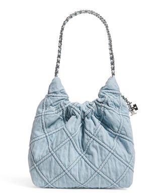 Tory Burch Mini Fleming Soft Denim Hobo Bag