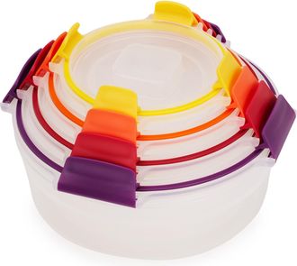 Joseph Joseph Nest Lock, 4 Stück Rund Kunststoff Küche Lebensmittel Lagerung aufbewahrungsbox mit Deckel, auslaufsicher, luftdicht, platzsparend, BPA frei, mehrere 