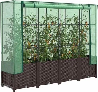 vidaXL Vidaxl - Jardini&egrave;re sur&eacute;lev&eacute;e avec housse aspect rotin 160x40x138 cm