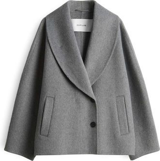 OPUS Damen Jacke | HILLWA Loose Cabanjacke aus weichem Wollmix Easy Grey, M