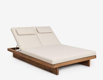 Sklum Sklum - Chaise longue double inclinable en bois dacacia Dailin