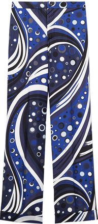 Pucci Seidenhose mit Fontane-Print - Blau