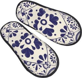 Generic Pantoufle Maison Carreaux De Style Talavera Mexicain Chaussons Maison Doux Hiver Chaussures Chaudes Antid&eacute;rapantes Chaudes Pantoufles Pour H&ocirc;tels Mais
