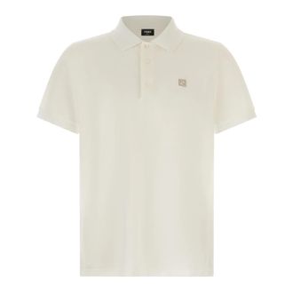 Fendi FF Metallic Logo Polo - - Tops - Herren - Wei&szlig; - XL