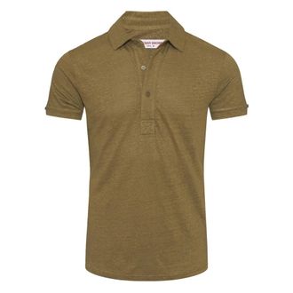 Orlebar Brown Leinen Poloshirt mit 3 Kn&ouml;pfen - - Tops - Herren - Gr&uuml;n - S