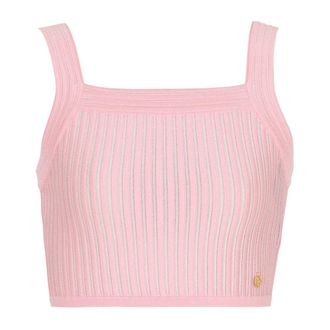 Balmain Texturiertes Strickoberteil mit Tr&auml;gern - - Tops - Damen - Rosa - S