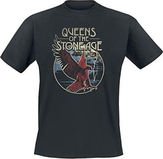 Queens Of The Stone Age Générique Queens of The Stone Age Eagle Homme T-Shirt Manches Courtes Noir L, 100% Coton, Regular/Coupe Standard