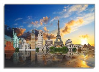 Wallario selbstklebendes Poster - Weltwunder auf einen Blick, Aufkleber in Premiumqualit&auml;t, Klebefolie Gr&ouml;&szlig;e: 70 x 100 cm (Riesenposter)