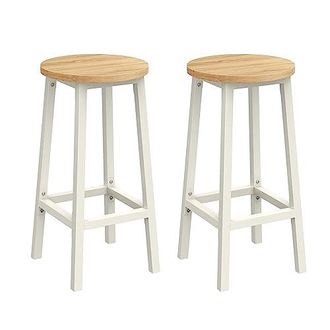 Vasagle Tabourets de Bar, Lot de 2, Chaises, Siège Haut, Cadre Métallique, Montage Facile, Hauteur 65 cm, Repose-pieds, pour Cuisine, Salon, Salle à Manger, B
