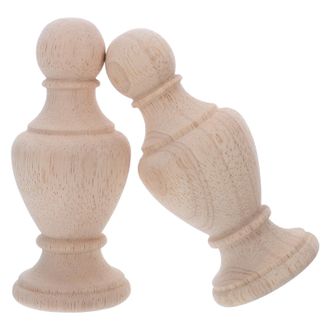 Pretyzoom UTHCLO 2 St&uuml;ck Sanduhrf&ouml;rmige Treppenpfostenaufs&auml;tze aus Unbehandeltem Holz 6x14cm Dekorative Holz Zierelemente f&uuml;r Treppen und Wohnaccessoires