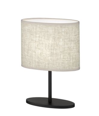 Fischer & Honsel Tischleuchte Modena | sandschwarz matt| Stoffschirm sandfarben Leinen| L: 20 cm, B: 10 cm, H: 27 cm, D: 14 cm| mit Schnurschalter| 1x E14 max. 25 W oh