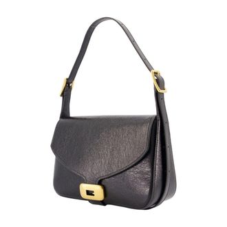 Balenciaga Womens Clicca M Shoulder Bag - Balenciaga Leather Black Lambskin Shoulder-Hobo-Bags