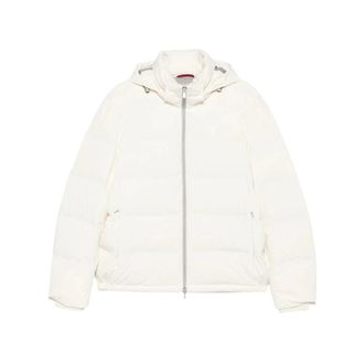 Brunello Cucinelli Stretch Bonded Nylon Daunenjacke - - Jackets - Herren - Wei&szlig; - S
