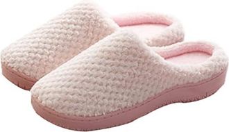 BESTONZON Pantoufles DHiver en Mousse à Mémoire de Forme Antidérapantes et Chaudes Doublure Peluche Épaisse Couleur Rose Taille 40/41 Pantoufles DIntérieur Conf