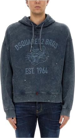 Dsquared2 Homme, Sweatshirts et sweats &agrave; capuche, Bleu, Taille: S Cypro Fit Sweat &agrave; capuche