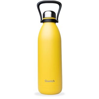 Qwetch Große 1,5L Edelstahl Trinkflasche Gelb Titan - Thermosflasche 48h Kalt & 16h Heiß - Auslaufsicher & BPA-frei - Isolierflasche mit Griff - Perfekt für 