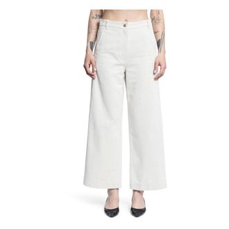 Max Mara Femme, Pantalons, Blanc, Taille: 36 FR Pantalon Toile Taille Haute