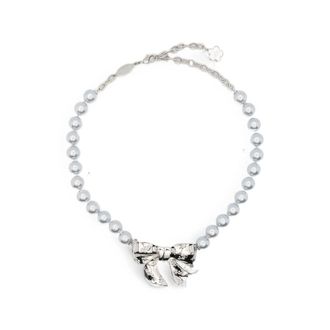 Shushu/Tong Bow-pendant Faux-pearl Necklace
