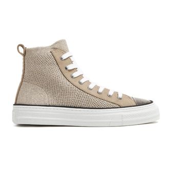 Brunello Cucinelli Femme, Chaussures, Beige, Taille: 39 EU Baskets en maille métallisée avec détails Monili