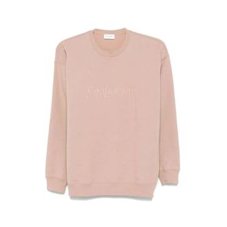 Saint Laurent Cotton Sweatshirt - - Sweatshirts & Hoodies - Damen - Rosa - S