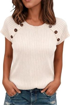 Generic T-shirt d&eacute;t&eacute; basique &agrave; manches courtes pour femme - Coupe ample - T-shirt d&eacute;contract&eacute; - T-shirt surdimensionn&eacute; - T-shirt de f&ecirc;te - T-shirt de sport - 