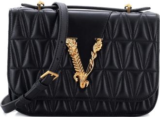 Versace Virtus Flap Quilted Leather Small shoulder bag - Schwarz