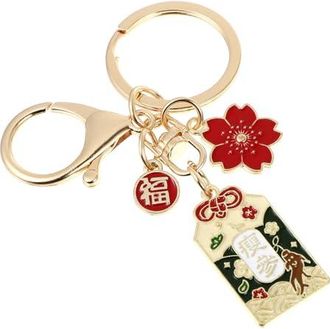 BESPORTBLE Porte-Cl&eacute;s Style Japonerie en Alliage Dor&eacute; Pendentif Fleur de Cerisier pour Paquet Pr&eacute;sent pour Gar&ccedil;on et Filles et Femmes Accessoire Portable pour Vo