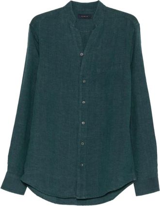 Sease Sease, Homme, Chemises, Vert, Taille: L Chemise &agrave; Manches Longues avec Col Mao et de Poisson