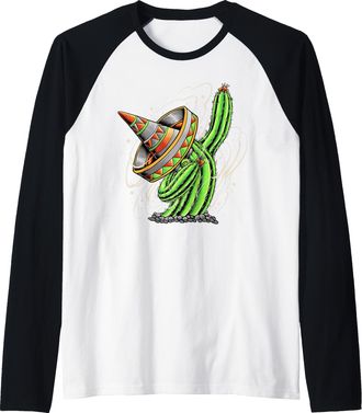BDAZ Dabbing Cactus Funny Cinco De Mayo 5th Mexican Holiday Raglan