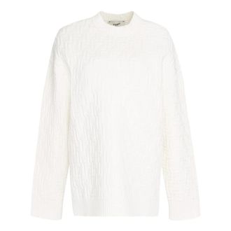 Fendi Gerippter Pullover mit FF-Motiv - - Knitwear - Damen - Wei&szlig; - 3XS