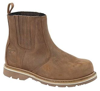 Grafters Goodyear Bottines Chelsea &agrave; enfiler en cuir pour homme, marron fonc&eacute;, 44 EU