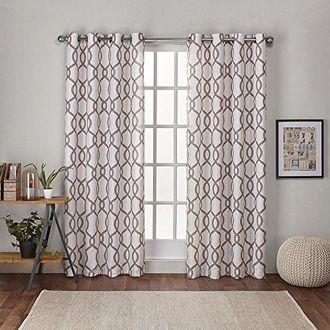 Exclusive Home Curtains Exclusive Home Kochi Vorhang mit Ösen, lichtfilternd, Leinen-Mischgewebe, 1 Paar, Baumwolle 90% Polyester, 10, Natürlich, 54 W x 96 L (Pack o