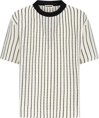 Jil Sander Homme, Pulls, Multicolore, Taille: XL T-Shirt Ray&eacute; &agrave; Col Rond