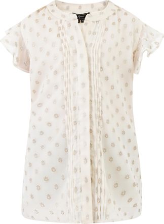 Faina Bluse M&auml;dchen Wollwei&szlig; mit goldenen Punkten