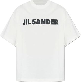Jil Sander Homme, Tops, Blanc, Taille: S Logo T-Shirt
