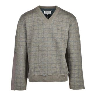 Maison Margiela Pullover Patchwork mit V-Ausschnitt - - Knitwear - Herren - Gr&uuml;n - M